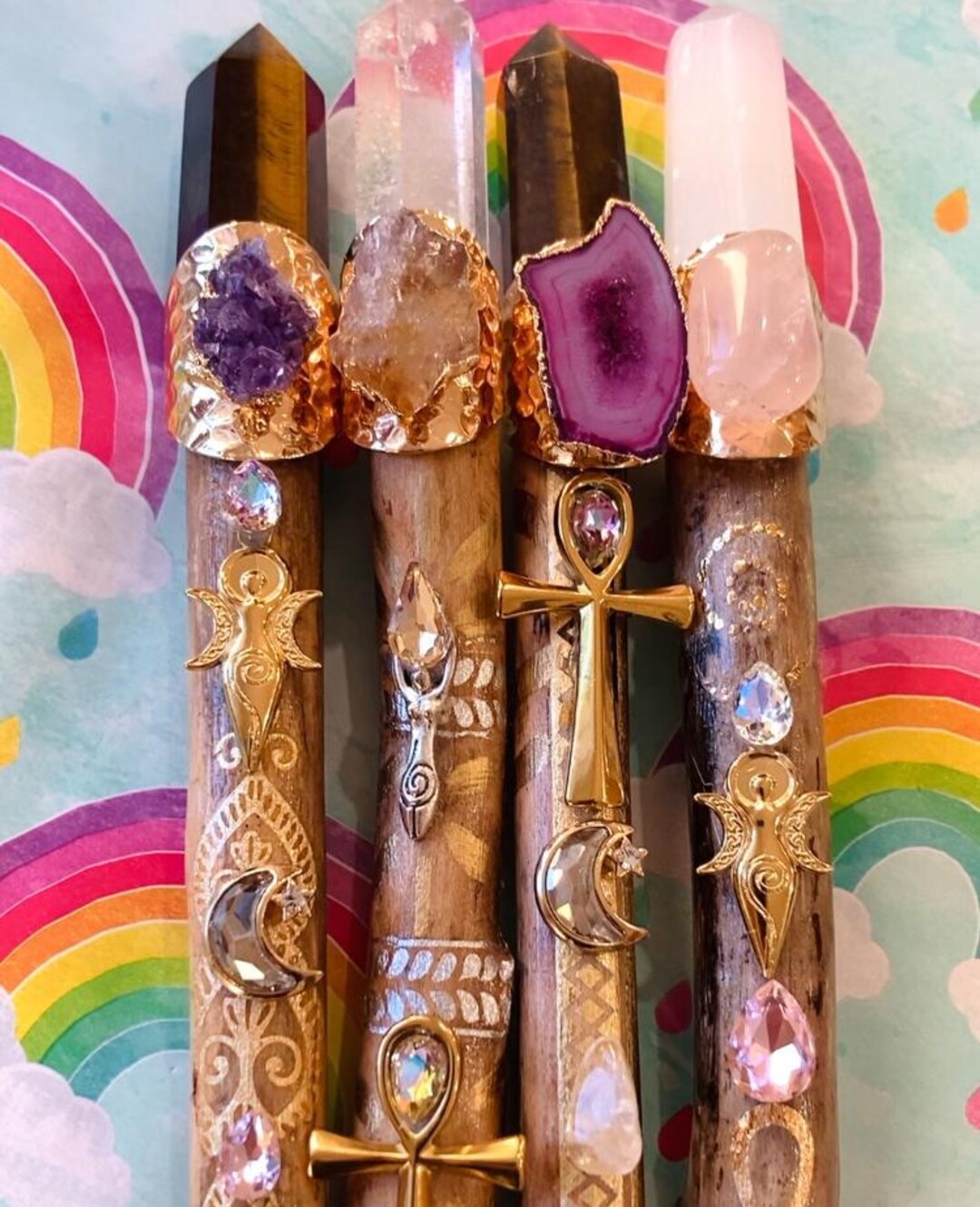 The Lyran GODDESS MAGIC Crystal WAND Collection, Magic Wands for ...