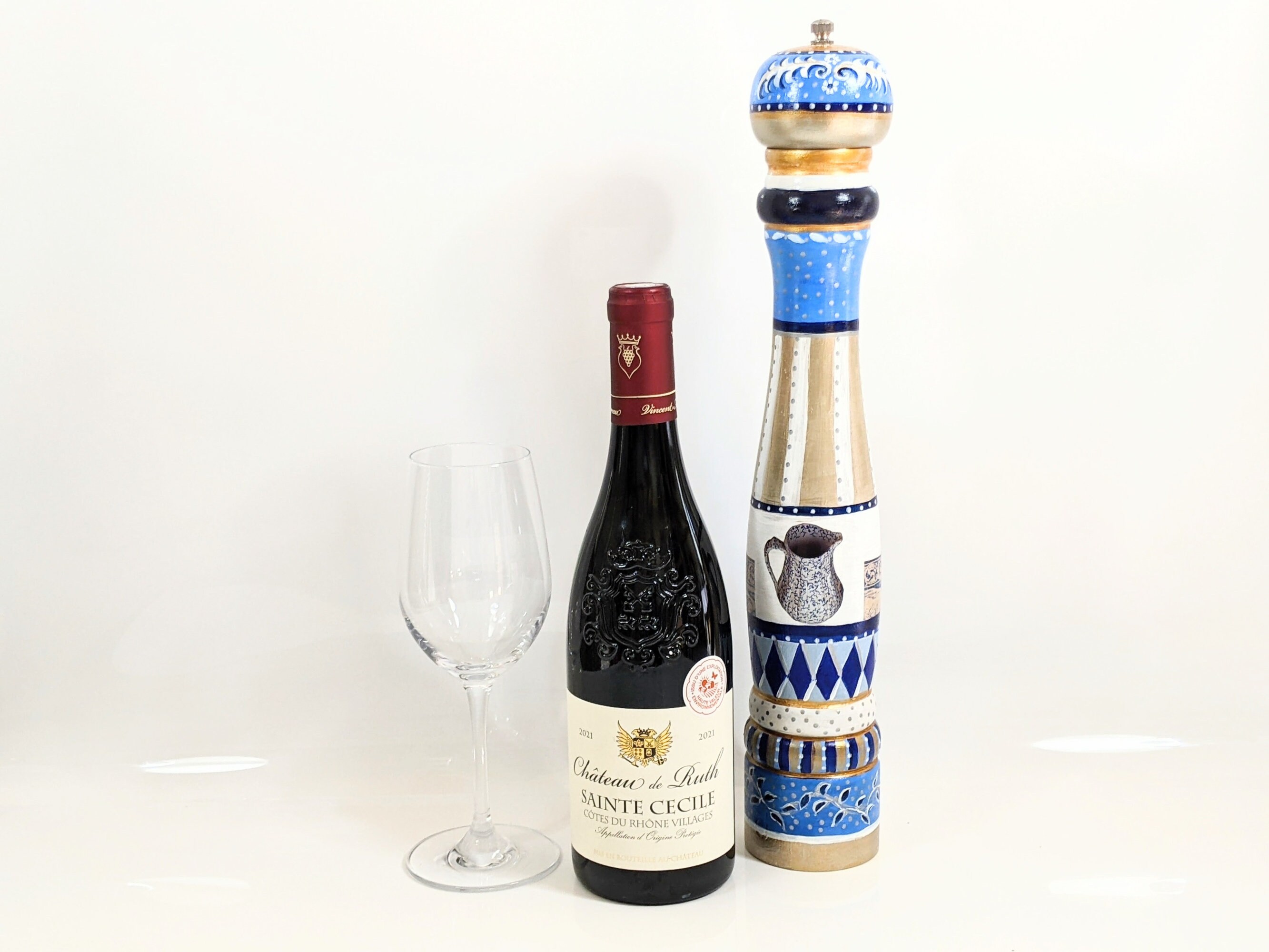 BLUE AND WHITE. Hand-painted Pepper Mill With Decoupage - Etsy