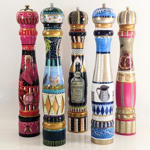 BLUE AND WHITE. Hand-painted Pepper Mill With Decoupage - Etsy