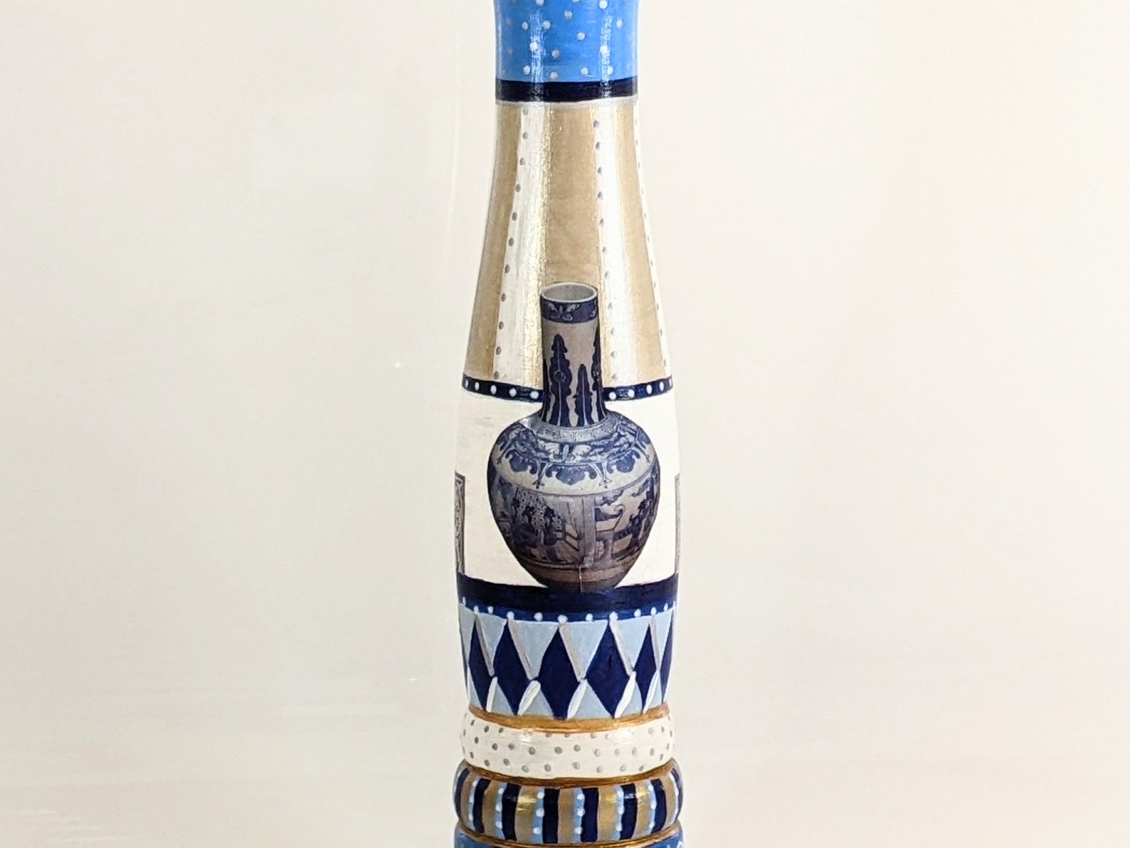 BLUE AND WHITE. Hand-painted Pepper Mill With Decoupage - Etsy