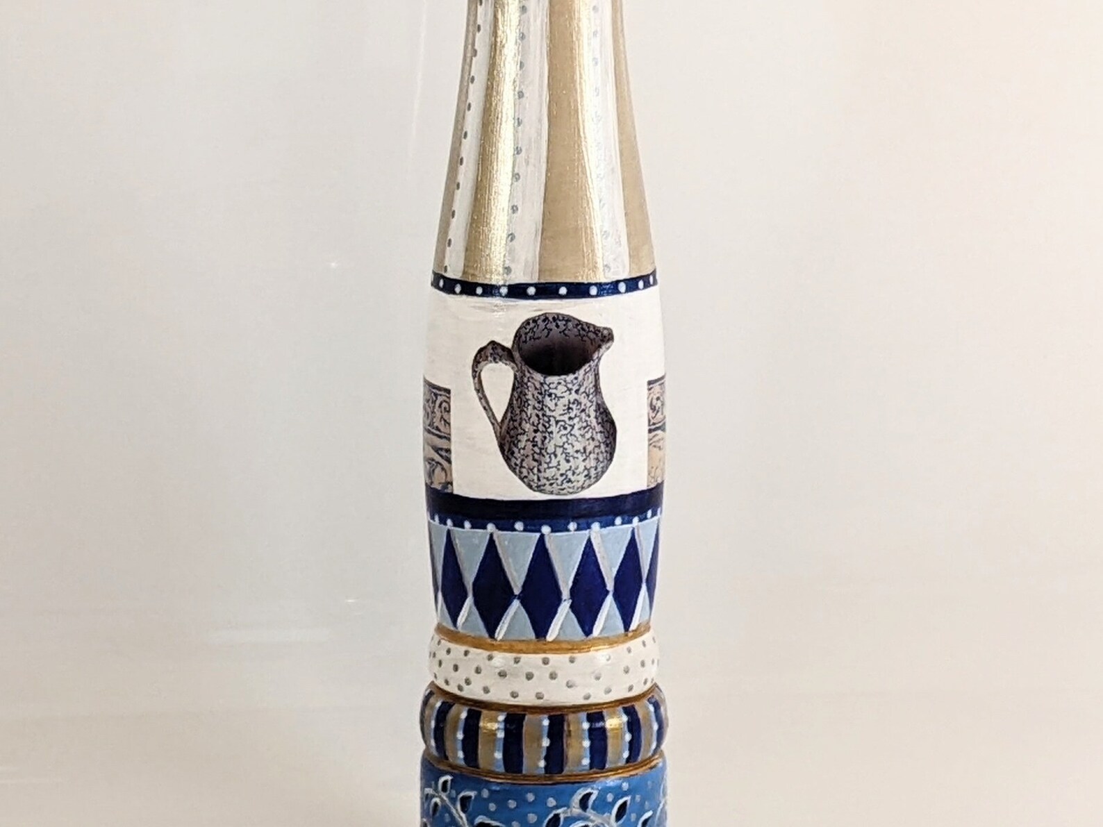 BLUE AND WHITE. Hand-painted Pepper Mill With Decoupage - Etsy