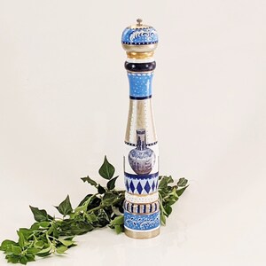 BLUE AND WHITE. Hand-painted Pepper Mill With Decoupage - Etsy