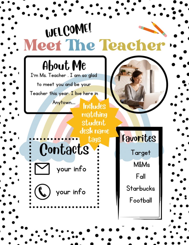 Meet the Teacher Boho Rainbow Letter and Student Desk Name Tag - Etsy ...