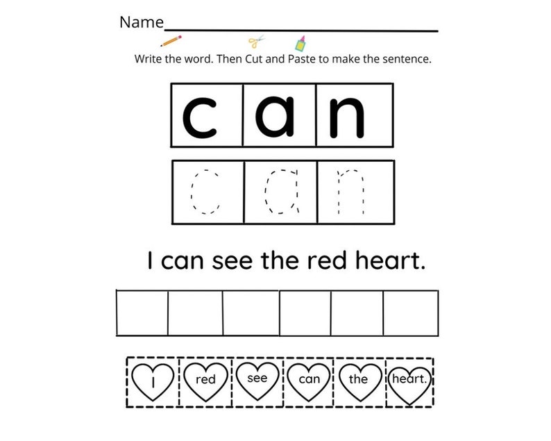 Grade 1 Grade 2 CVC Word Work Sight Word Build and Trace With - Etsy