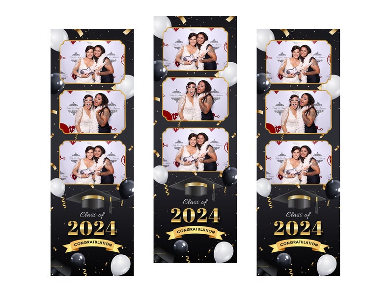 Photo Booth Template Congratulations Graduation Hat Party Black White ...
