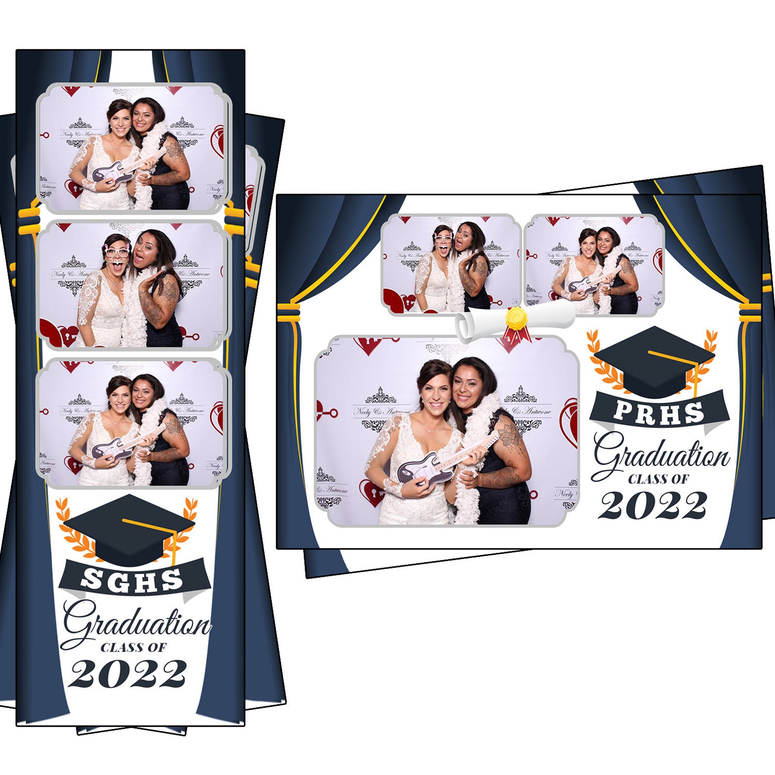 Photo Booth Template Graduation Cap Curtains Diploma Both 2x6 - Etsy