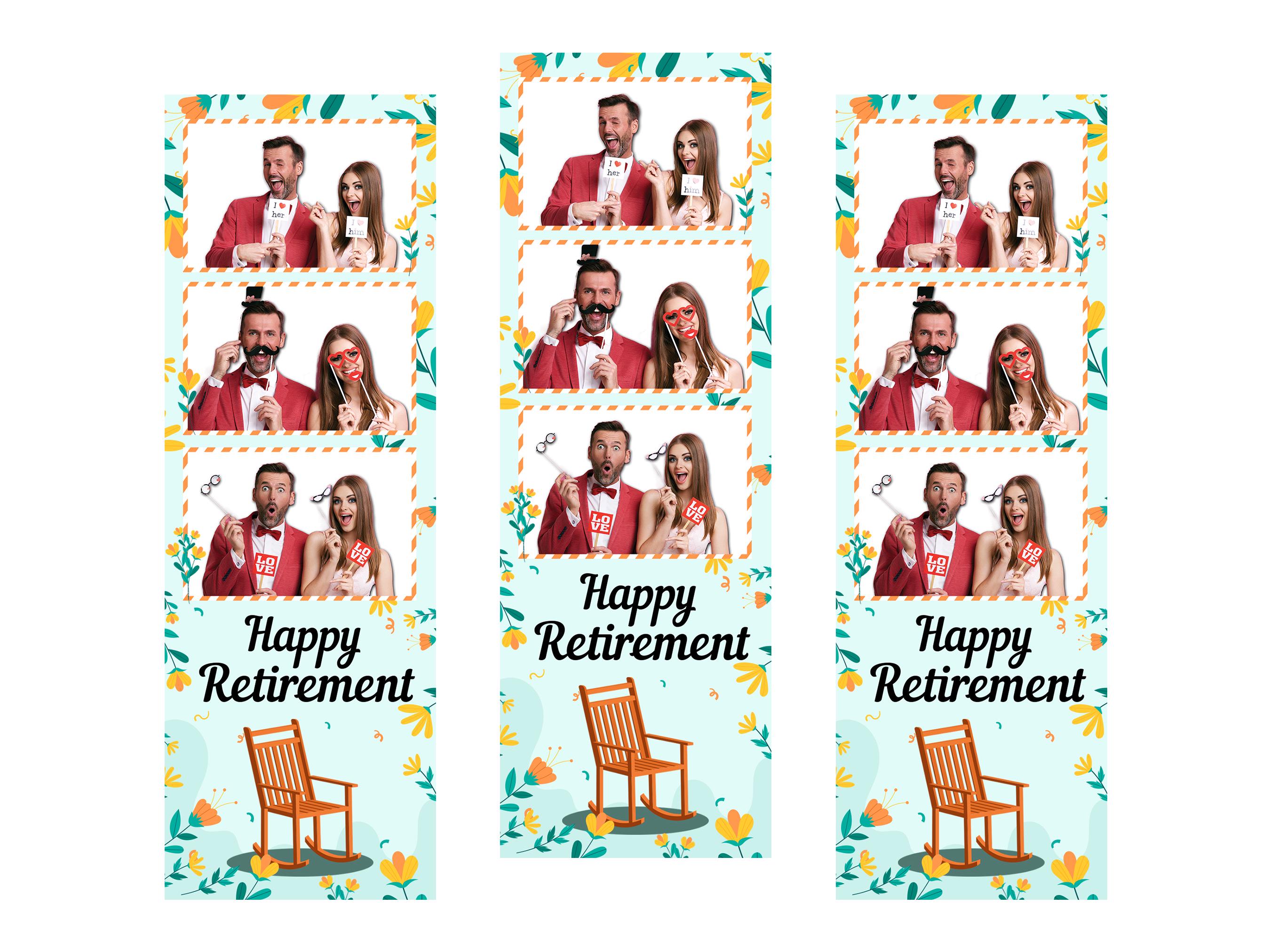 Photo Booth Template Happy Retirement Chair Both 2x6 Strip and 4x6 ...