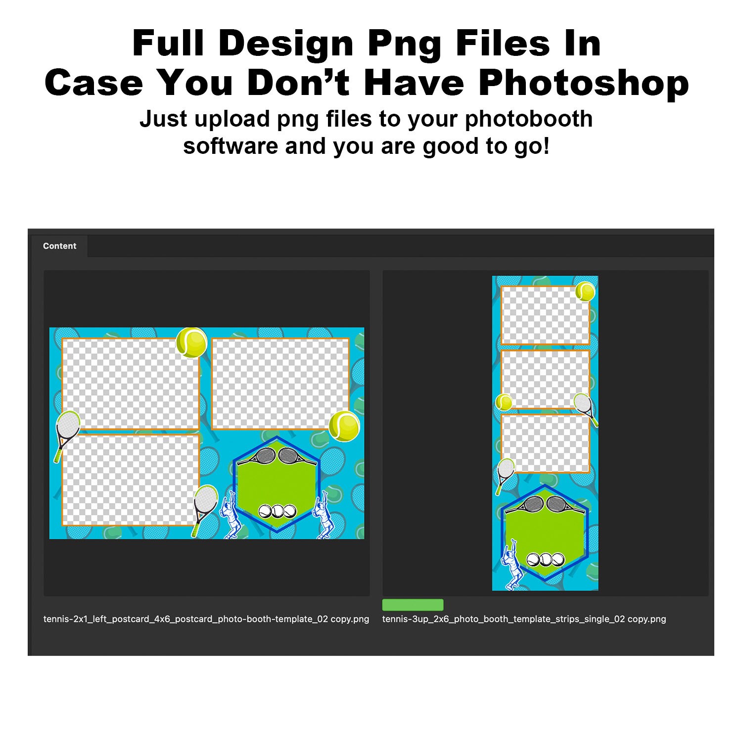 Photo Booth Template Tennis Both 2x6 Strip and 4x6 Postcard Files Are ...