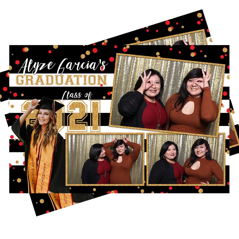 Photo Booth Template Graduation Student Black White Stripes | Etsy