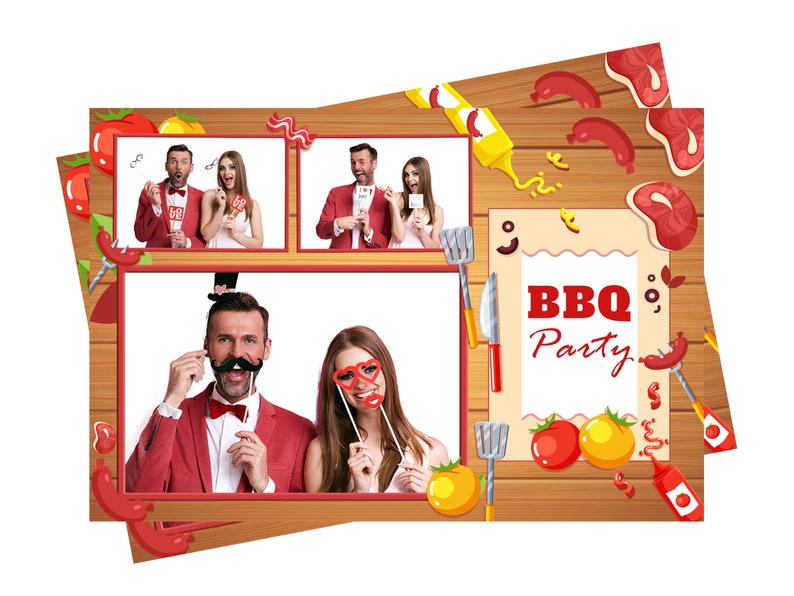 Photo Booth Template Barbecue BBQ Summer Party Both 2x6 Strip and 4x6 ...