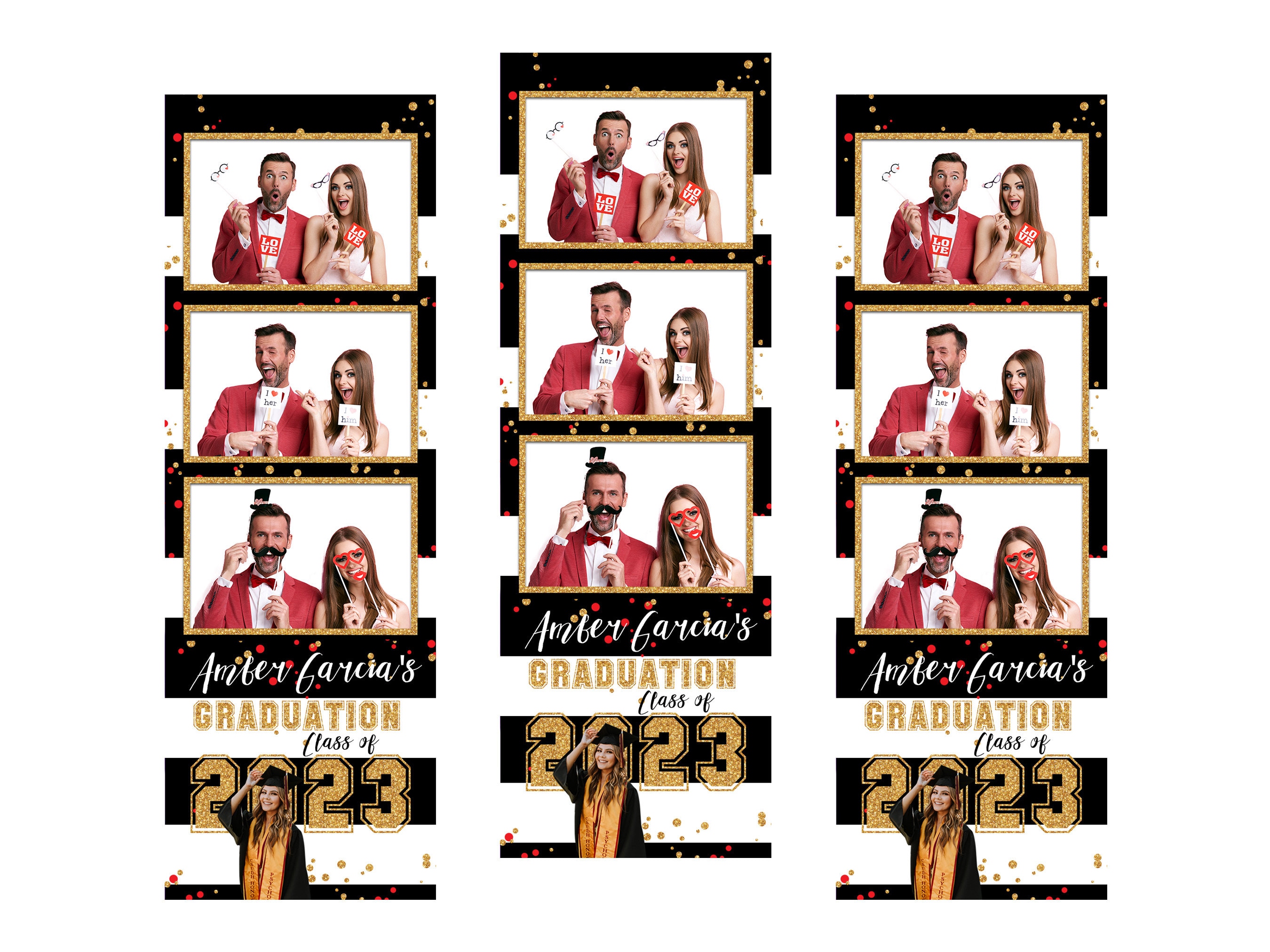 Photo Booth Template Graduation Student Black White Stripes - Etsy