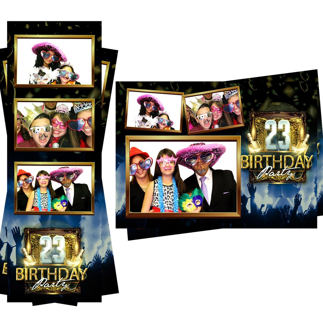 Photo Booth Template Birthday Music Festival Party Both 2x6 Strip and ...