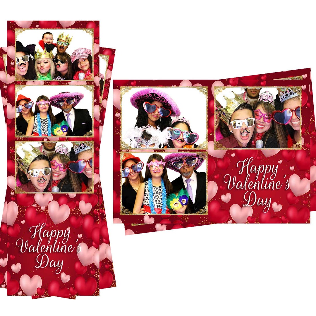 Photo Booth Template Happy Valentines Day Pink Red Hearts Both 2x6 ...