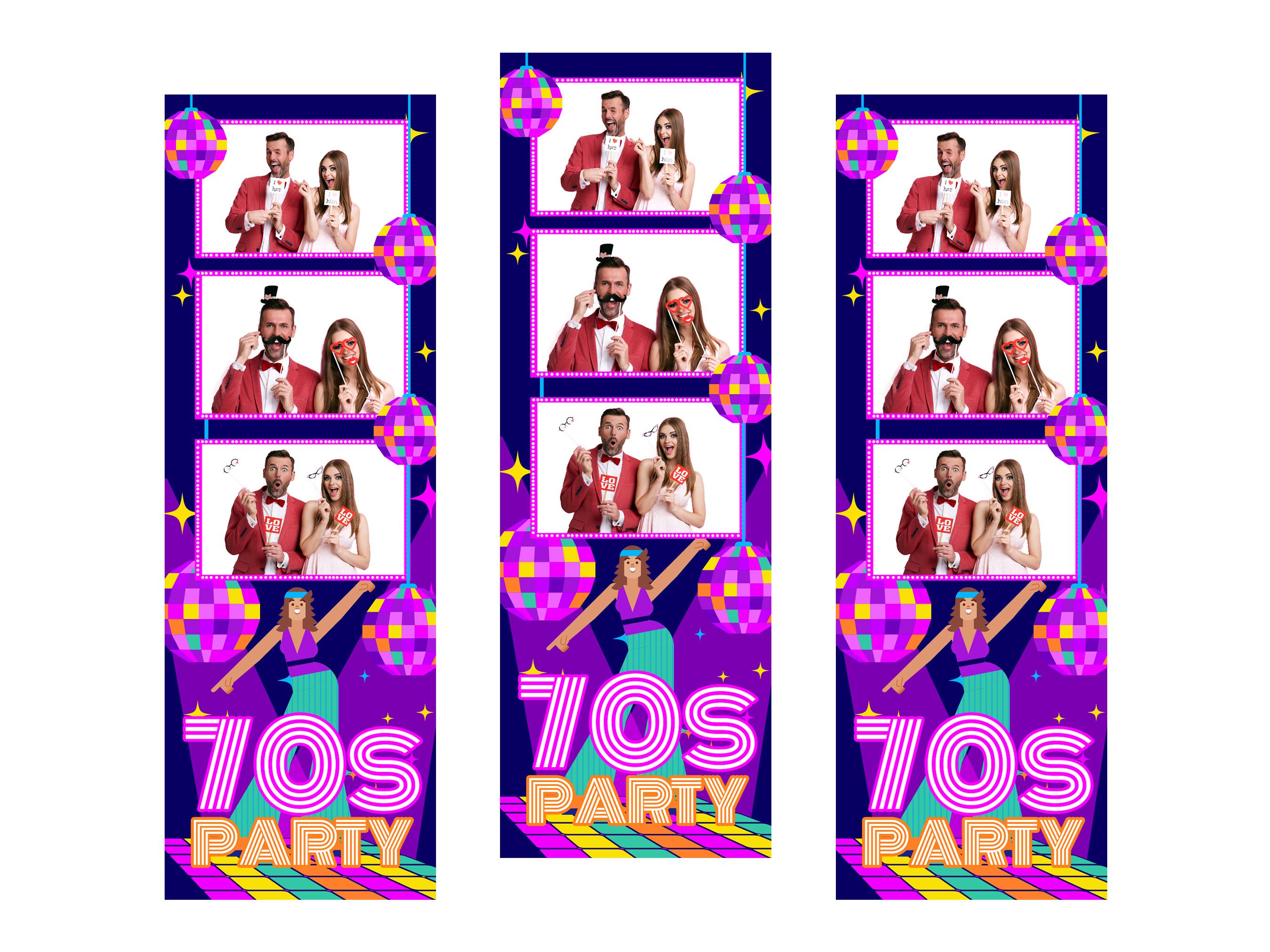Photo Booth Template 70s Disco Party Celebration Both 2x6 Strip and 4x6 ...