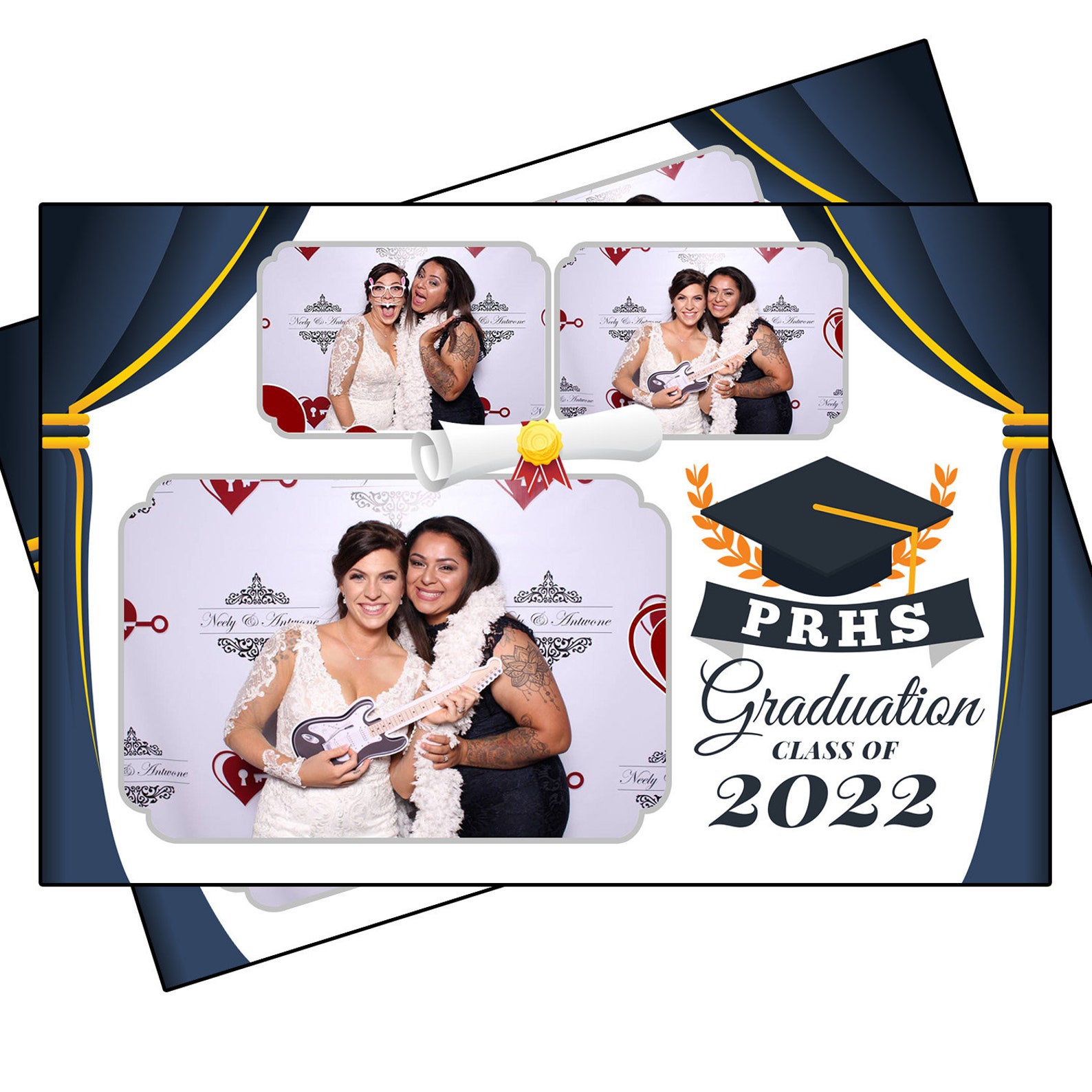 Photo Booth Template Graduation Cap Curtains Diploma Both 2x6 - Etsy