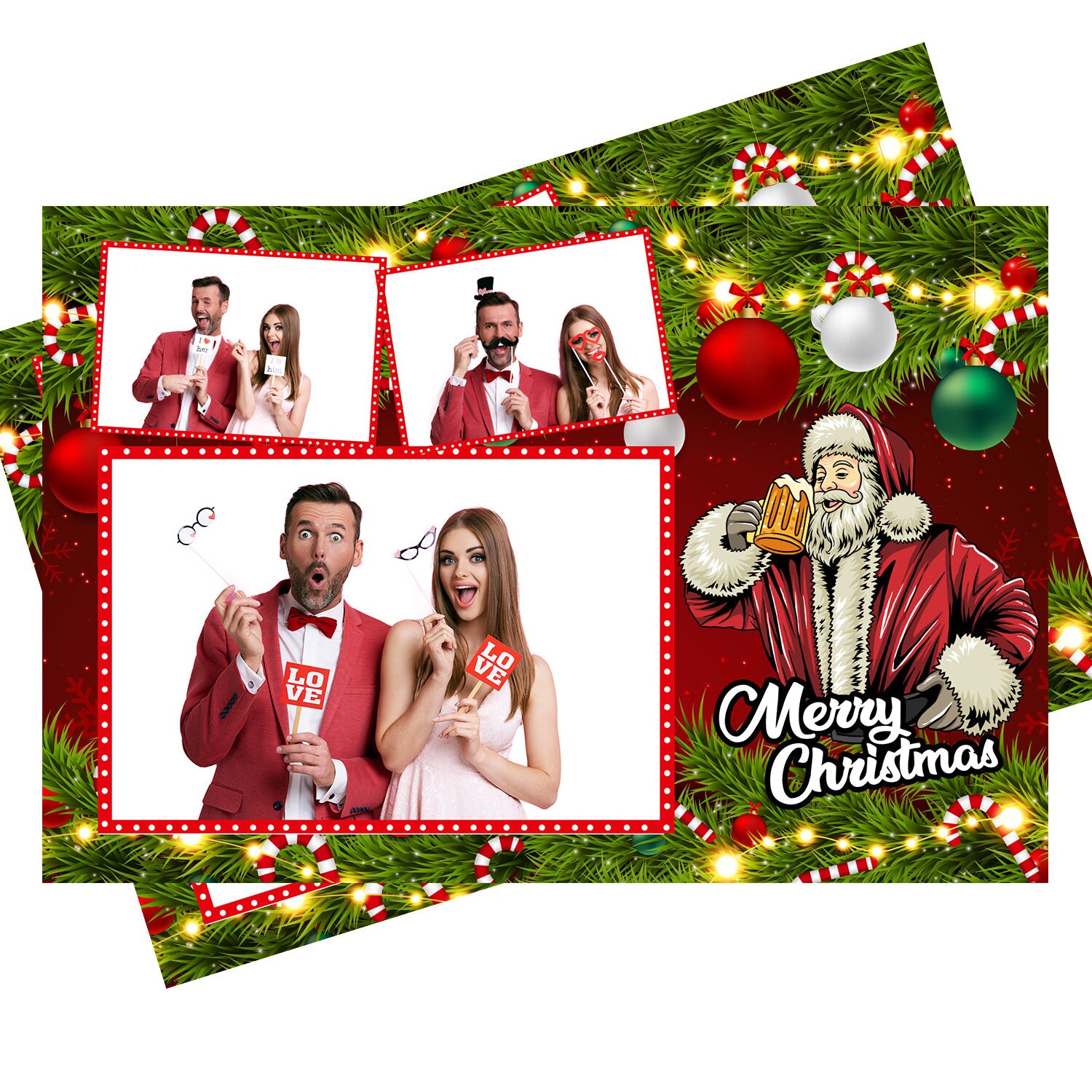 Photo Booth Template Merry Christmas Drunk Santa Clause Both 2x6 Strip ...