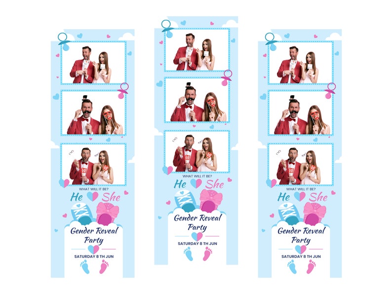 Photo Booth Template Gender Reveal Party Baby Shower Boy Girl Both 2x6 ...