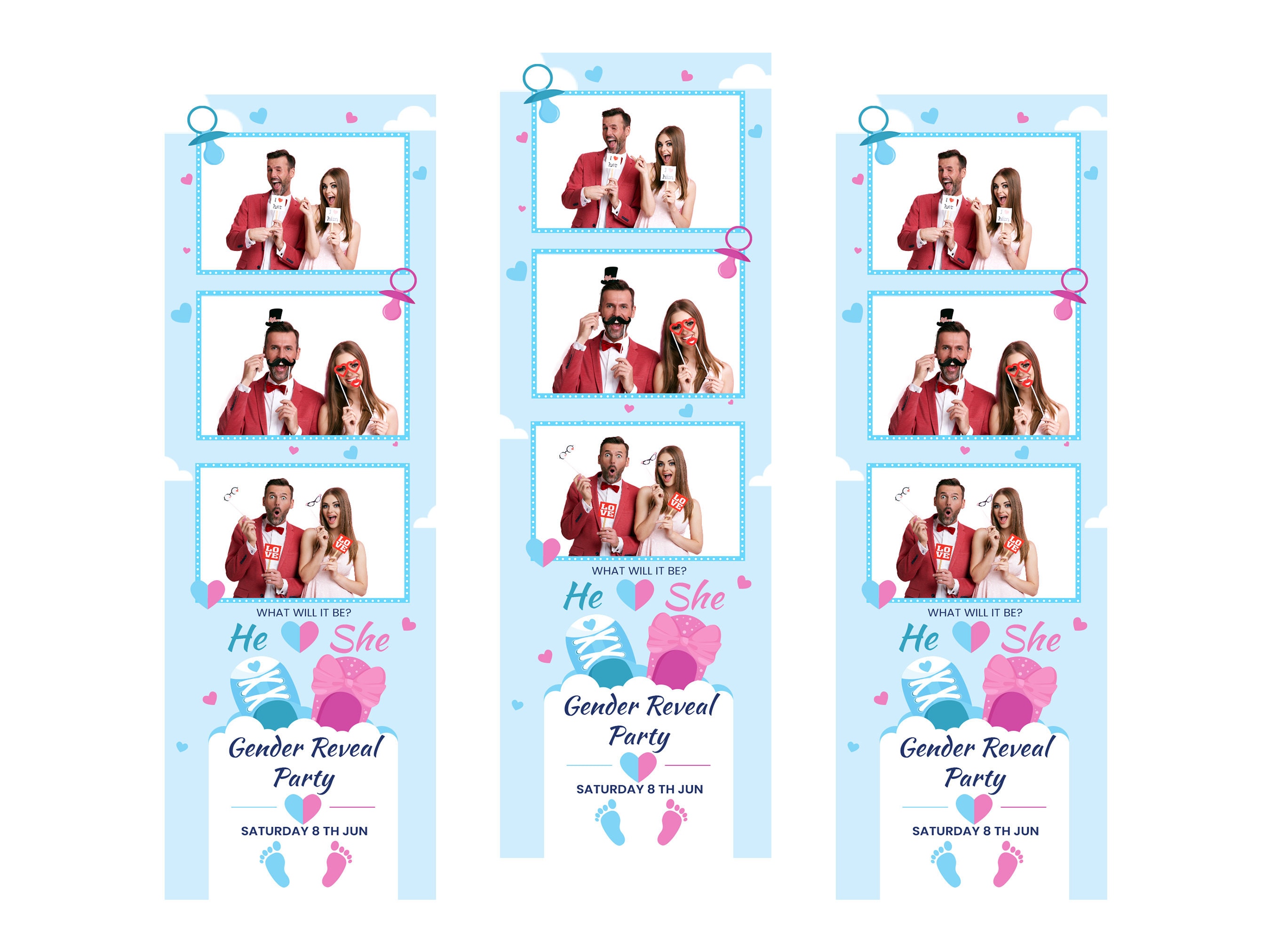 Photo Booth Template Gender Reveal Party Baby Shower Boy Girl Both 2x6 ...