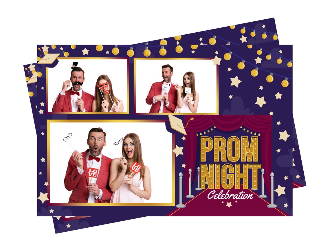 Photo Booth Template Prom Night Celebration Stars Red Carpet Both 2x6 ...