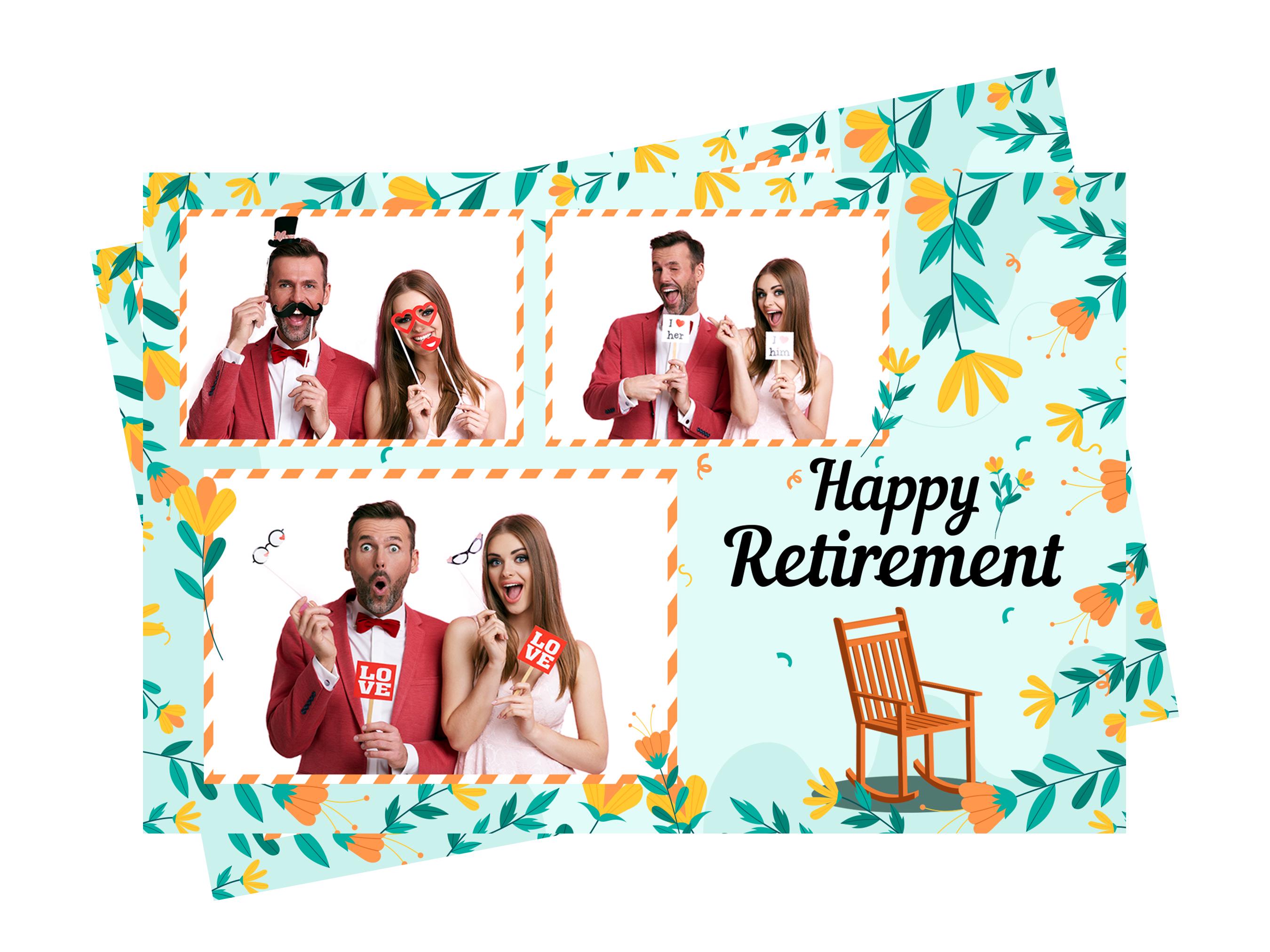 Photo Booth Template Happy Retirement Chair Both 2x6 Strip and 4x6 ...