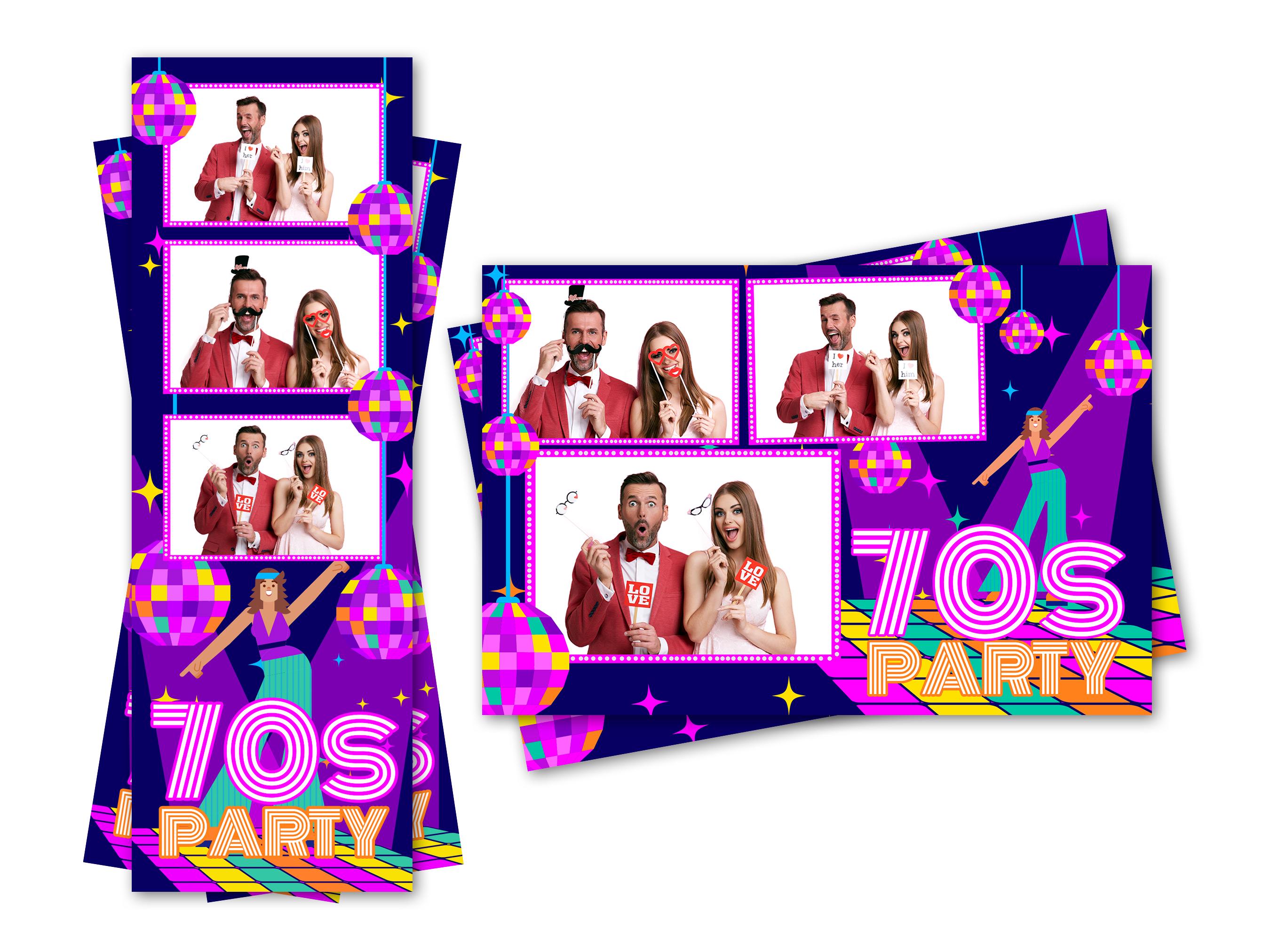 Photo Booth Template 70s Disco Party Celebration Both 2x6 Strip and 4x6 ...