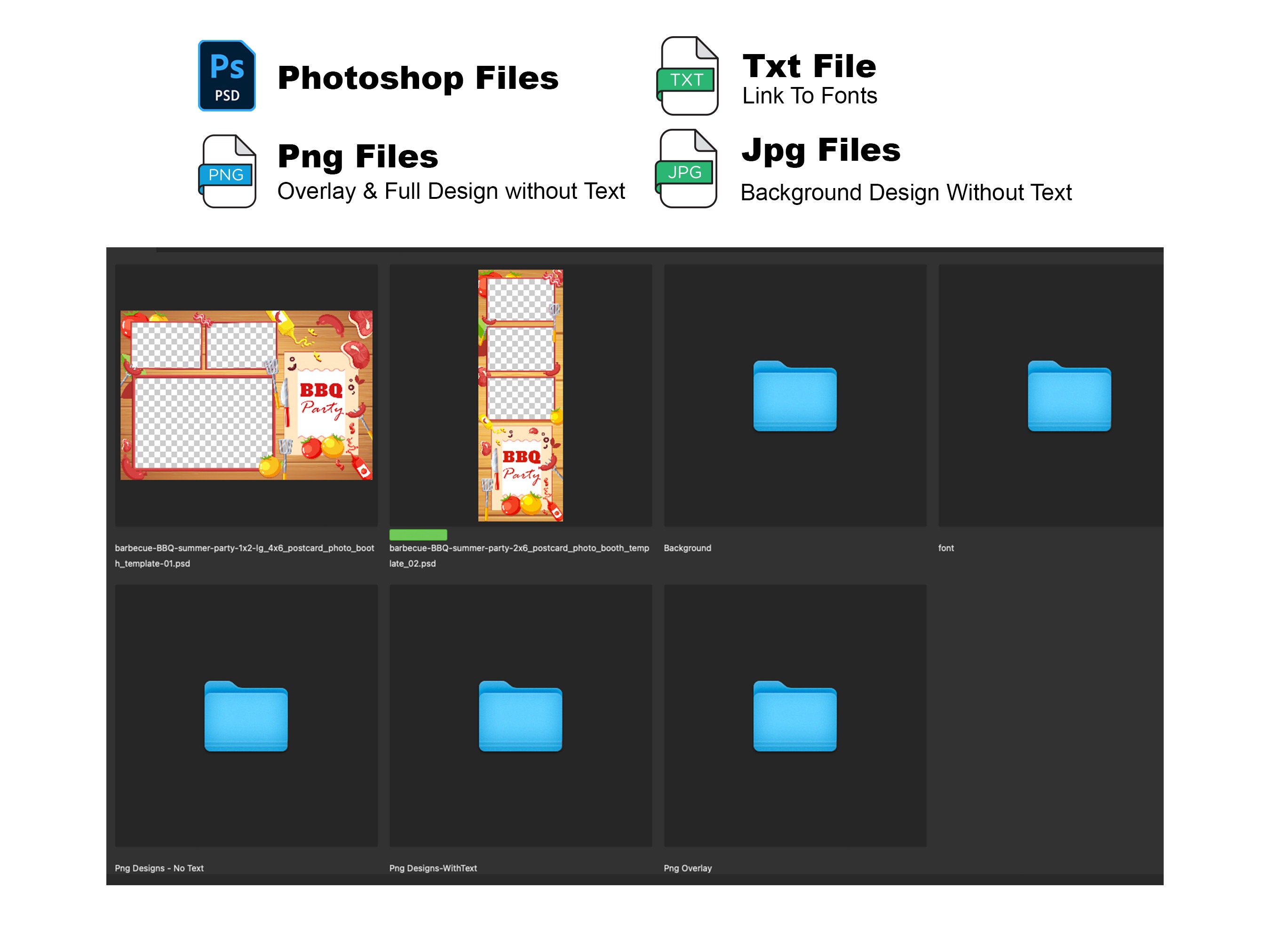 Photo Booth Template Barbecue BBQ Summer Party Both 2x6 Strip and 4x6 ...