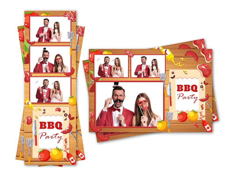 Photo Booth Template Barbecue BBQ Summer Party Both 2x6 Strip and 4x6 ...