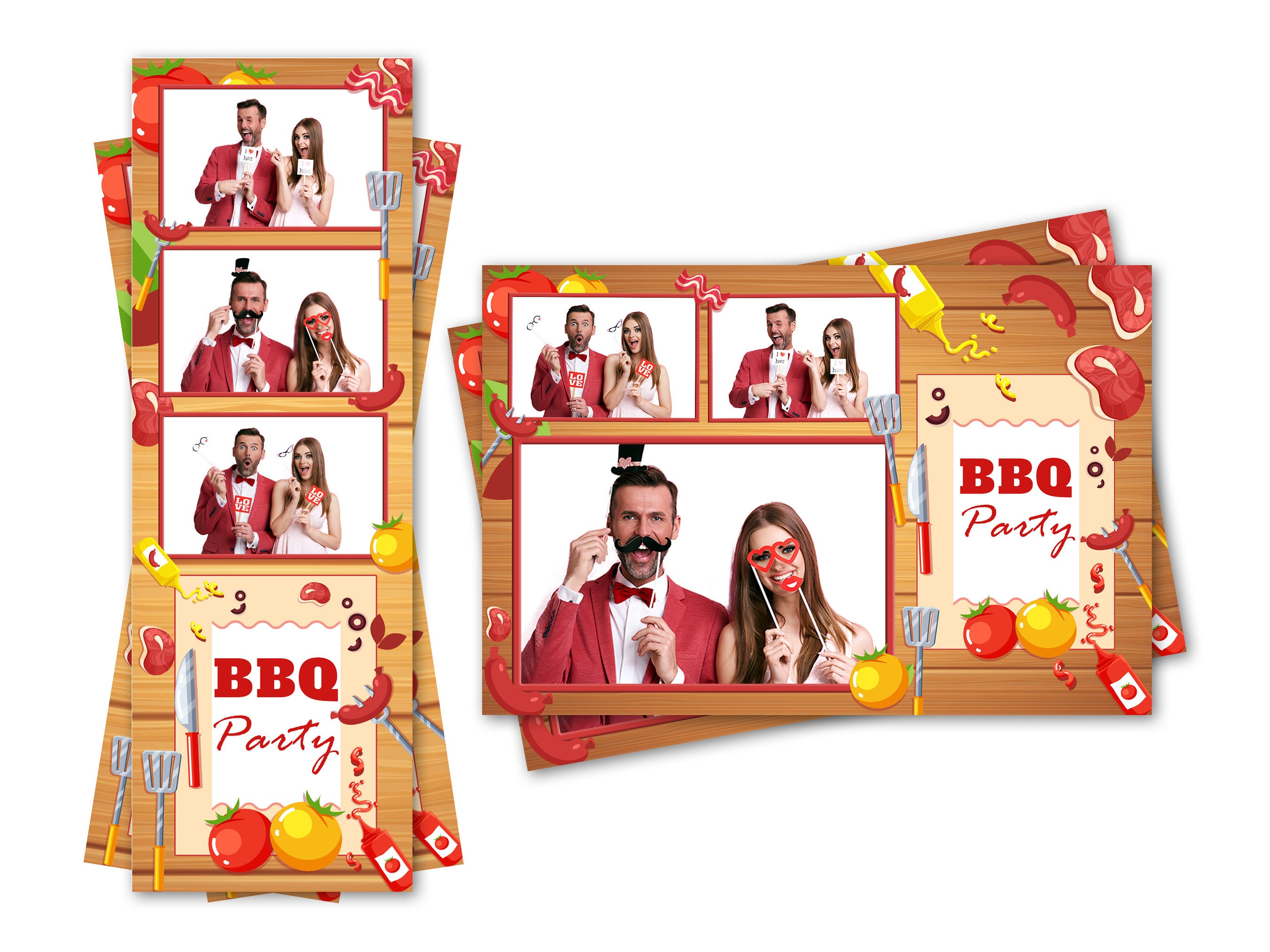 Photo Booth Template Barbecue BBQ Summer Party Both 2x6 Strip and 4x6 ...