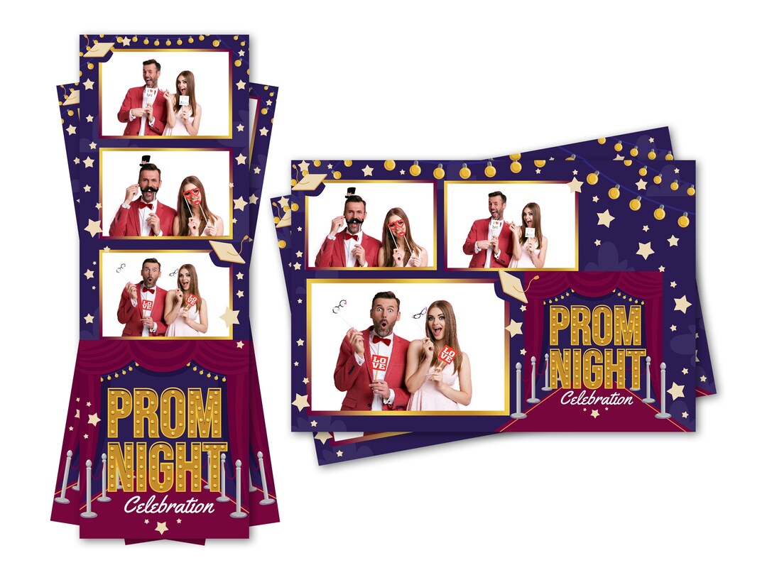 Photo Booth Template Prom Night Celebration Stars Red Carpet Both 2x6 ...