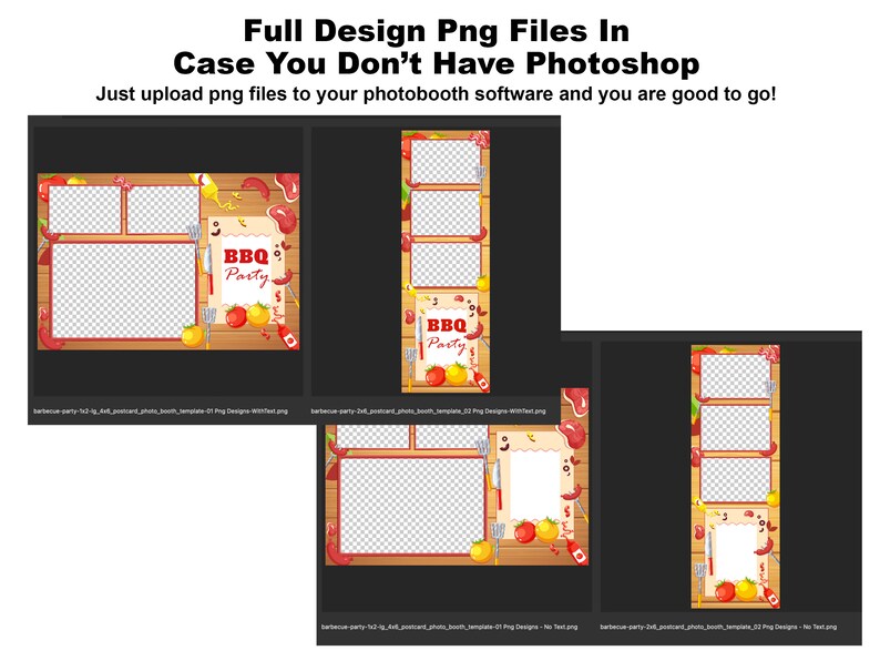 Photo Booth Template Barbecue BBQ Summer Party Both 2x6 Strip and 4x6 ...