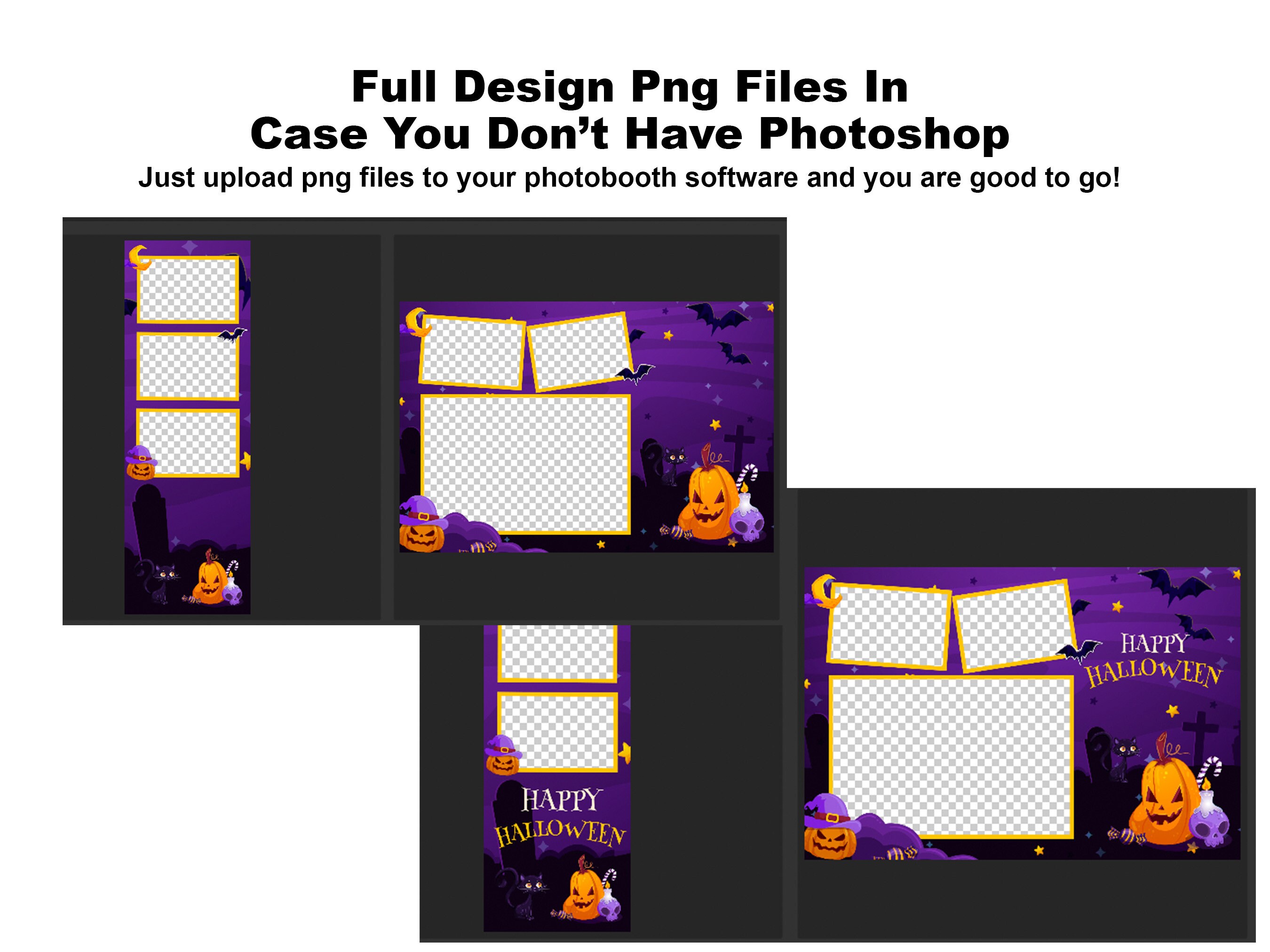 Photo Booth Template Happy Halloween Pumpkins Skull Purple Sky Both 2x6 ...