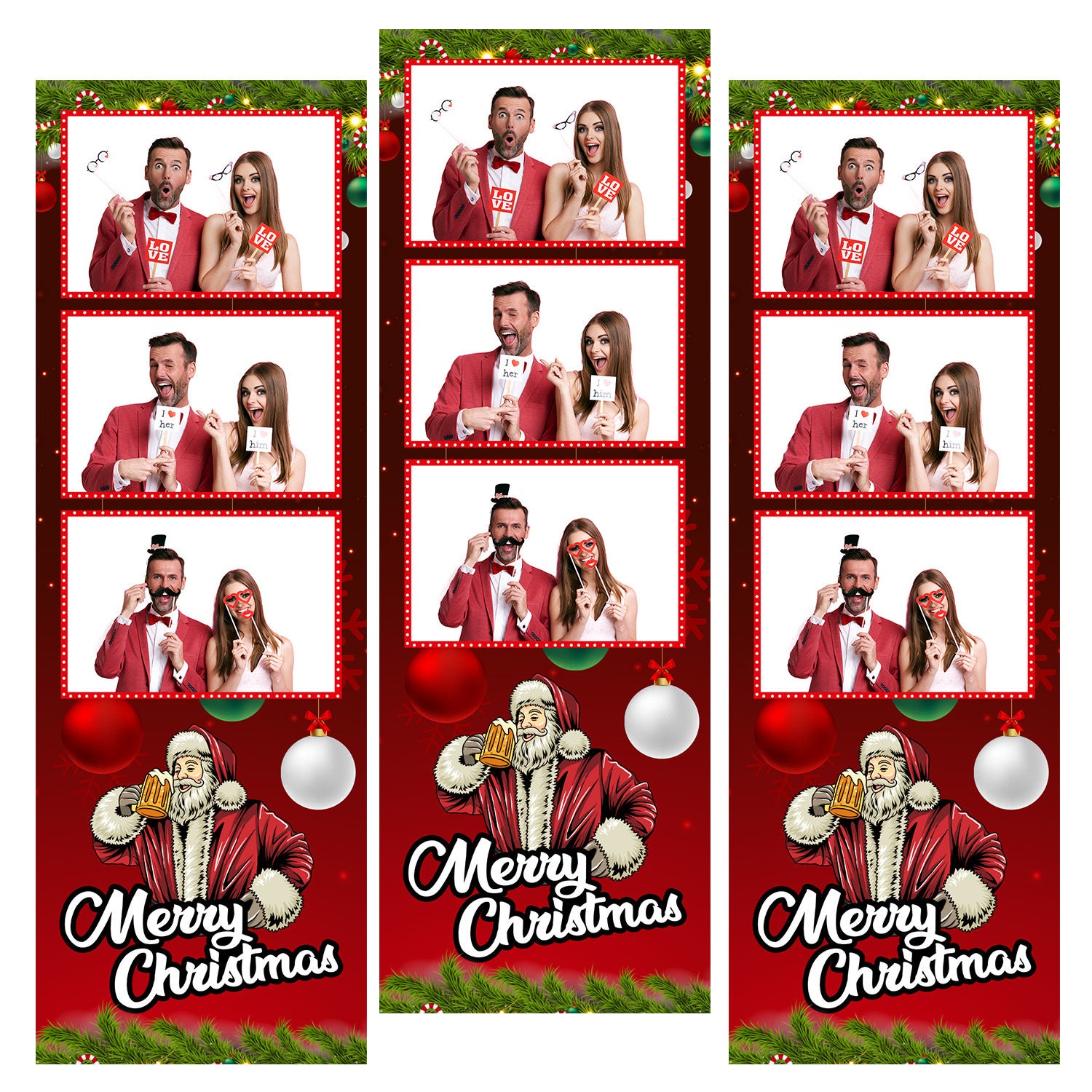 Photo Booth Template Merry Christmas Drunk Santa Clause Both 2x6 Strip ...