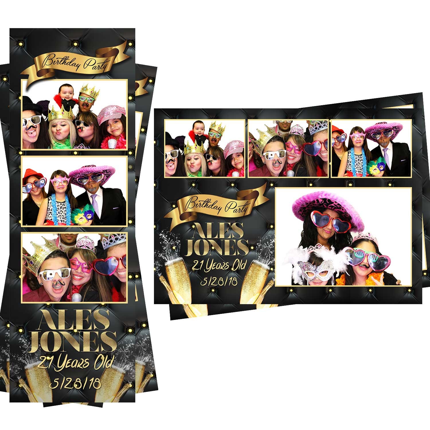 Photo Booth Template Club Party Champagne Both 2x6 Strip and 4x6 ...