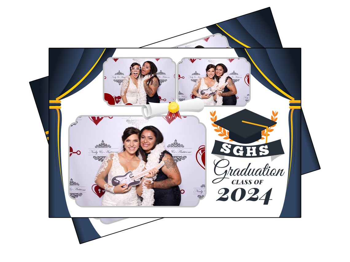 Photo Booth Template Graduation Cap Curtains Diploma 2024 - 2025 - 2026 ...