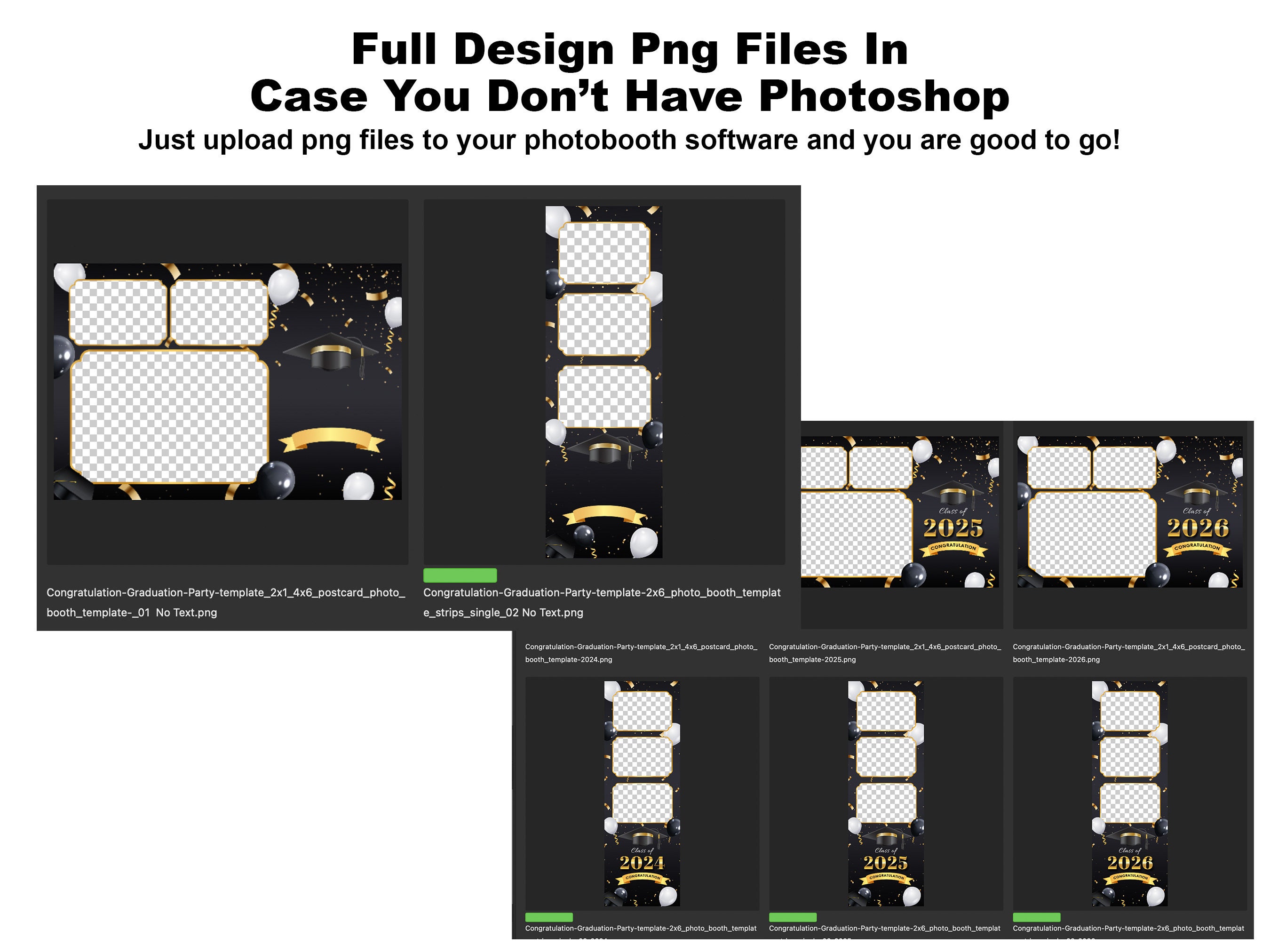 Photo Booth Template Congratulations Graduation Hat Party Black White ...