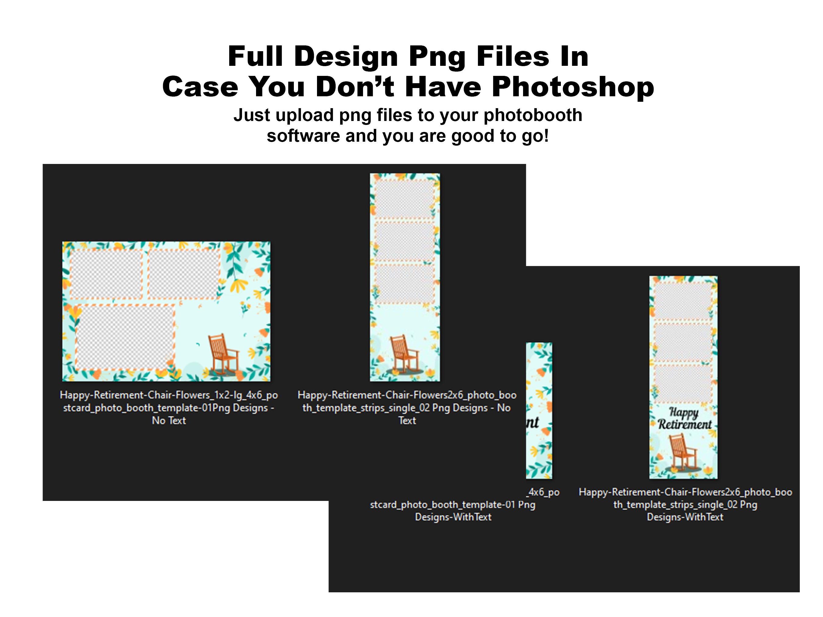 Photo Booth Template Happy Retirement Chair Both 2x6 Strip and 4x6 ...