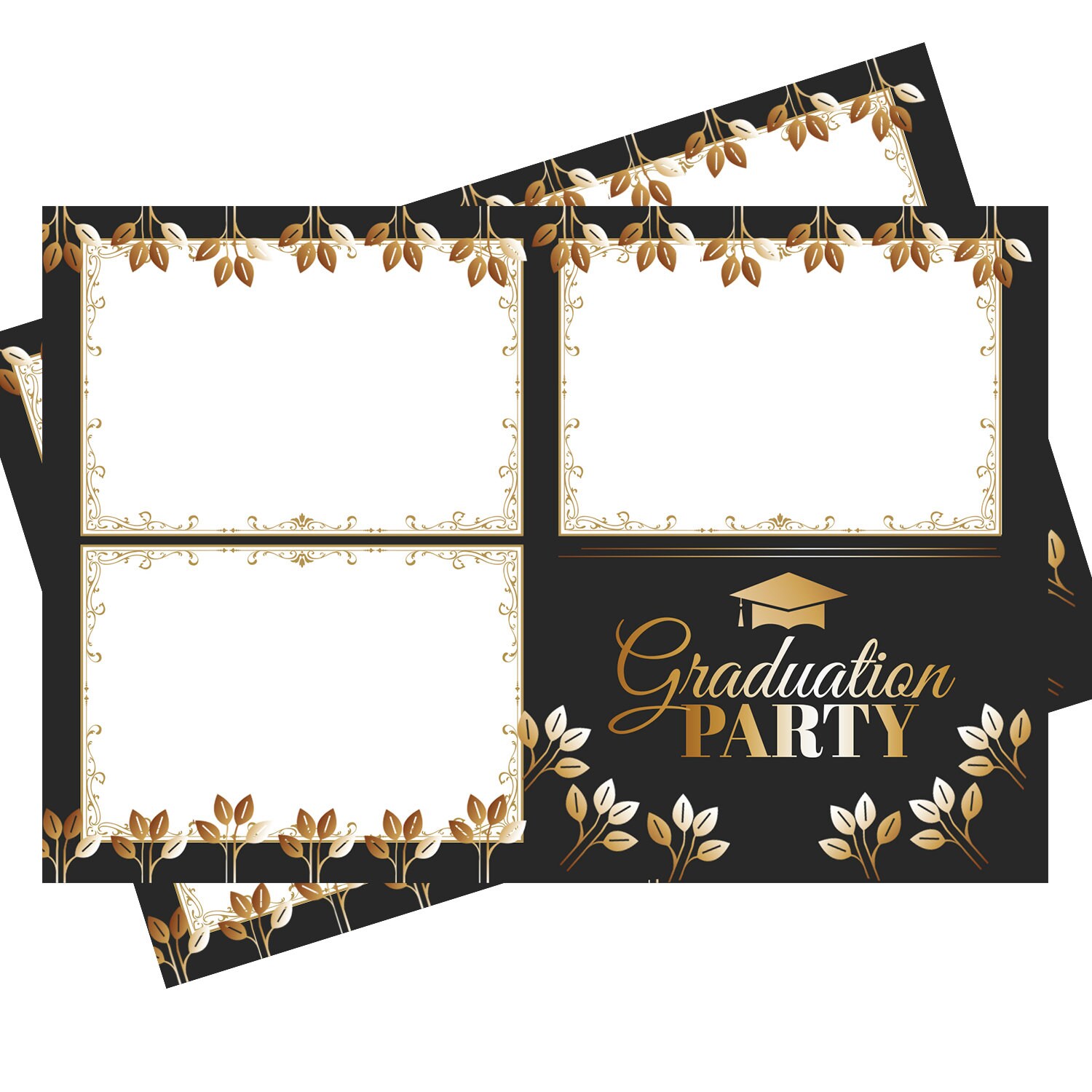 Photo Booth Template Elegant Graduation Gold Hat Party Both 2x6 Strip ...