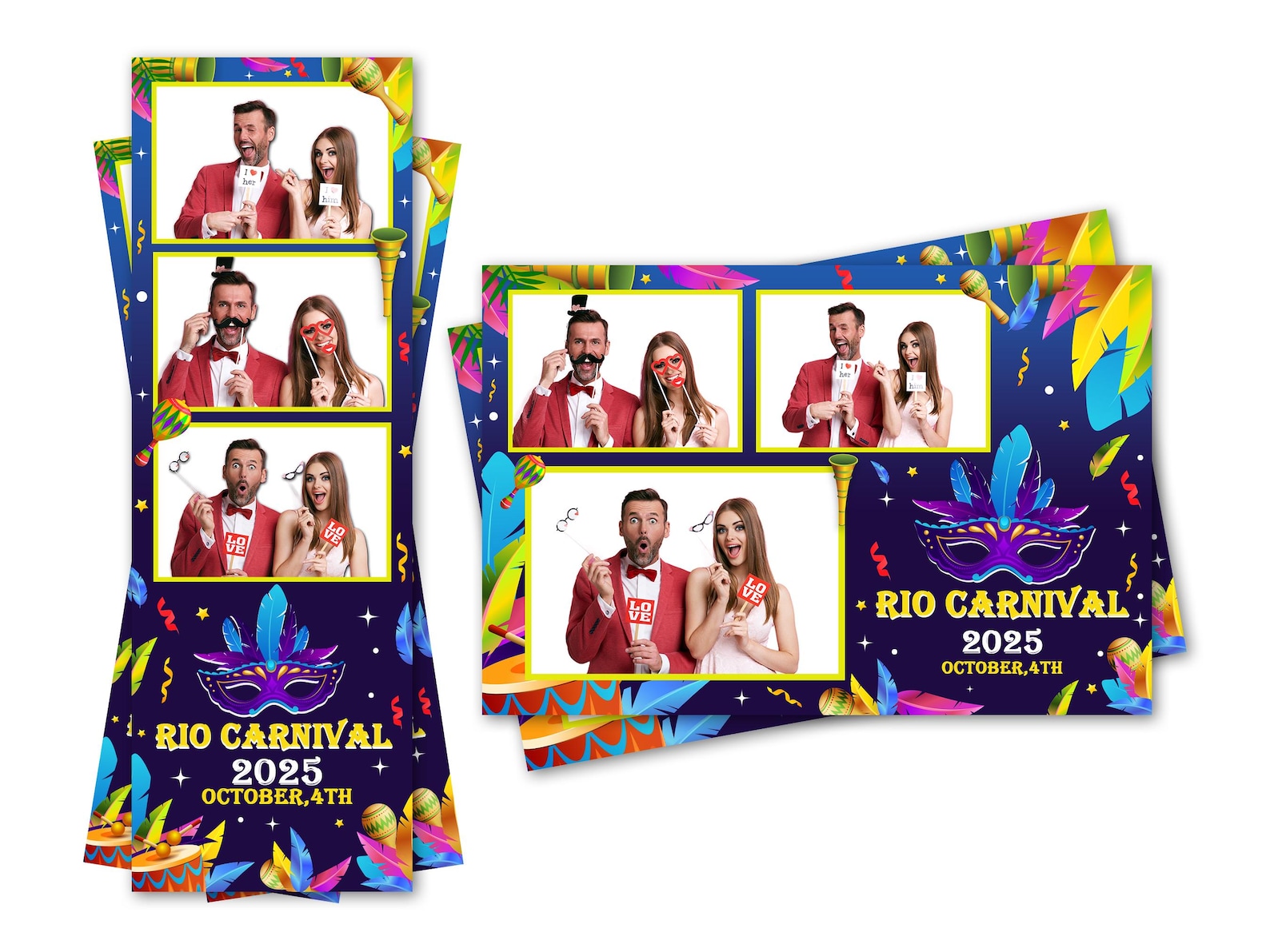 Photo Booth Template Rio Carnival Both 2x6 Strip and 4x6 Postcard Files ...