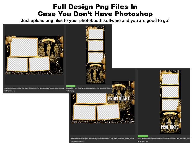 Photo Booth Template Graduation Prom Night Dance Party Gold Balloons ...