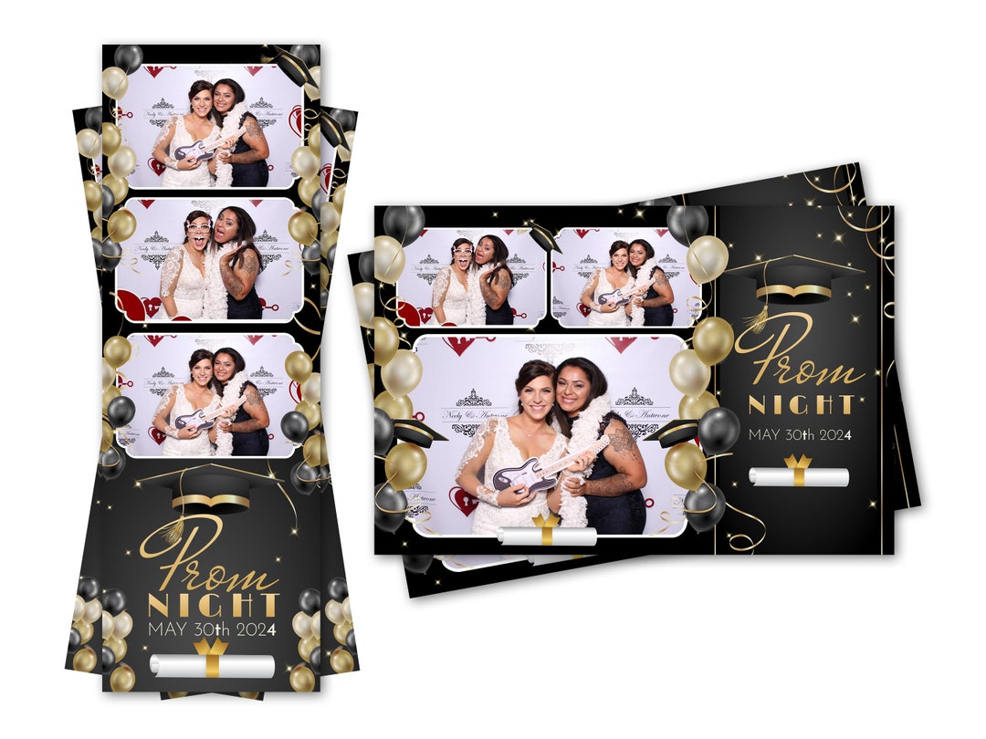Photo Booth Template Prom Night Graduation Hat Glitter Gold Black ...