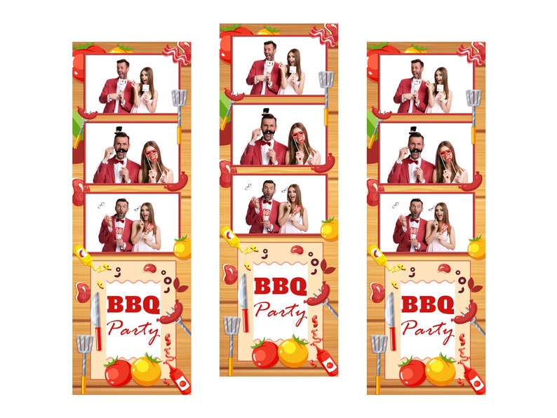 Photo Booth Template Barbecue BBQ Summer Party Both 2x6 Strip and 4x6 ...