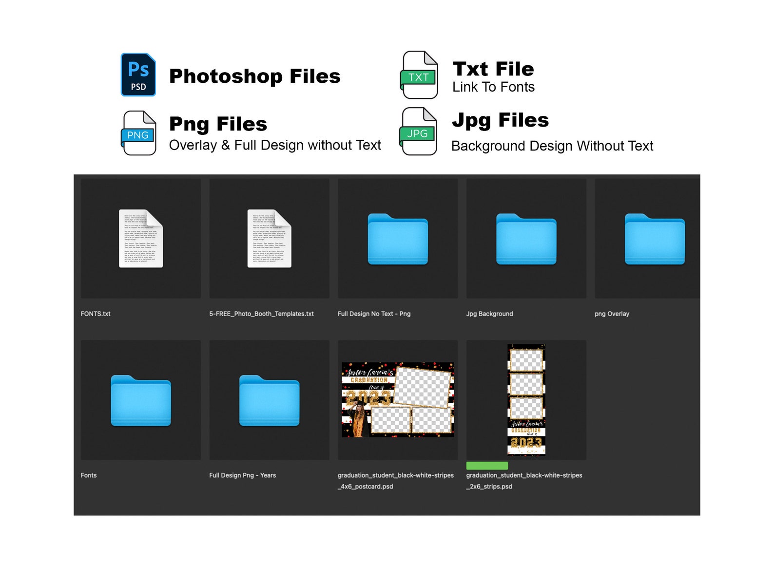 Photo Booth Template Graduation Student Black White Stripes - Etsy