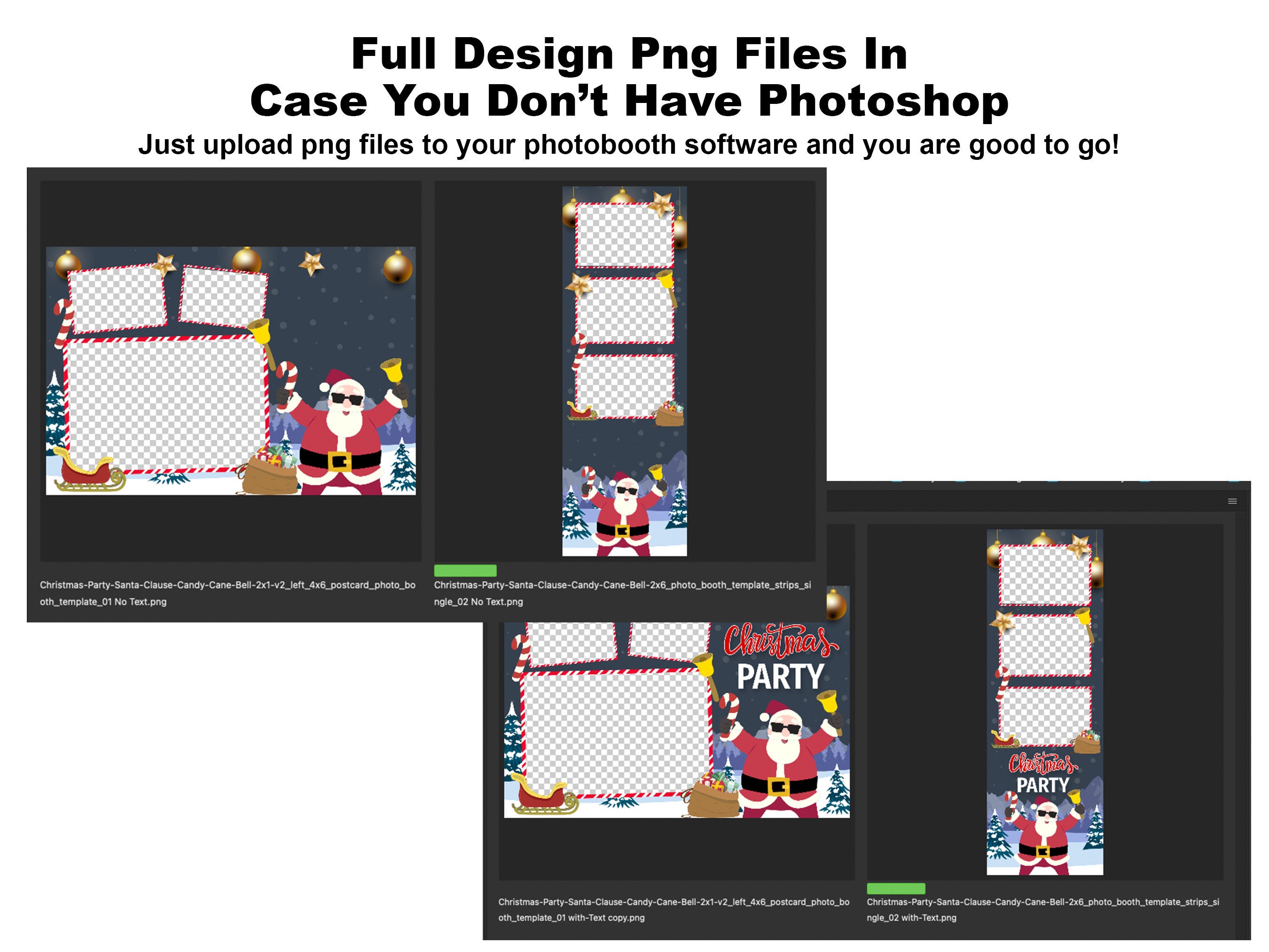 Photo Booth Template Christmas Party Santa Clause Candy Cane Bell ...