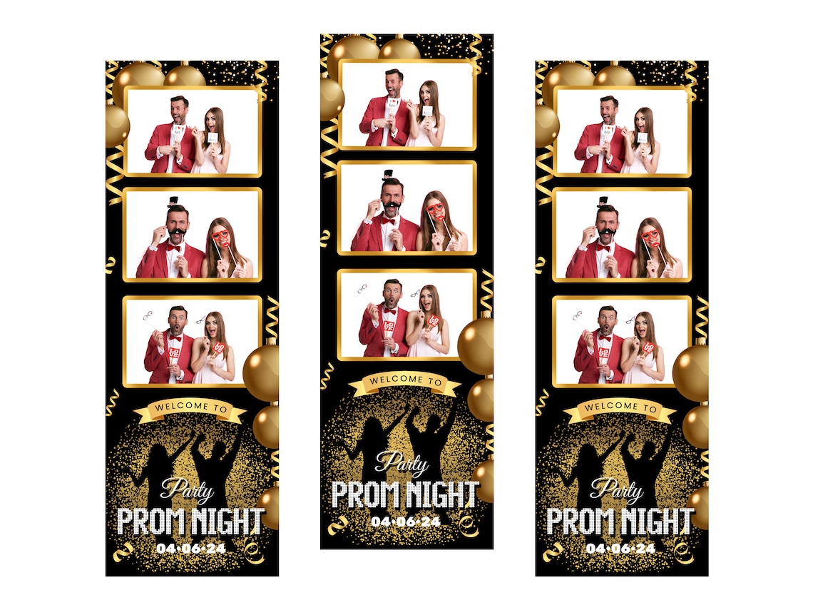 Photo Booth Template Graduation Prom Night Dance Party Gold Balloons ...