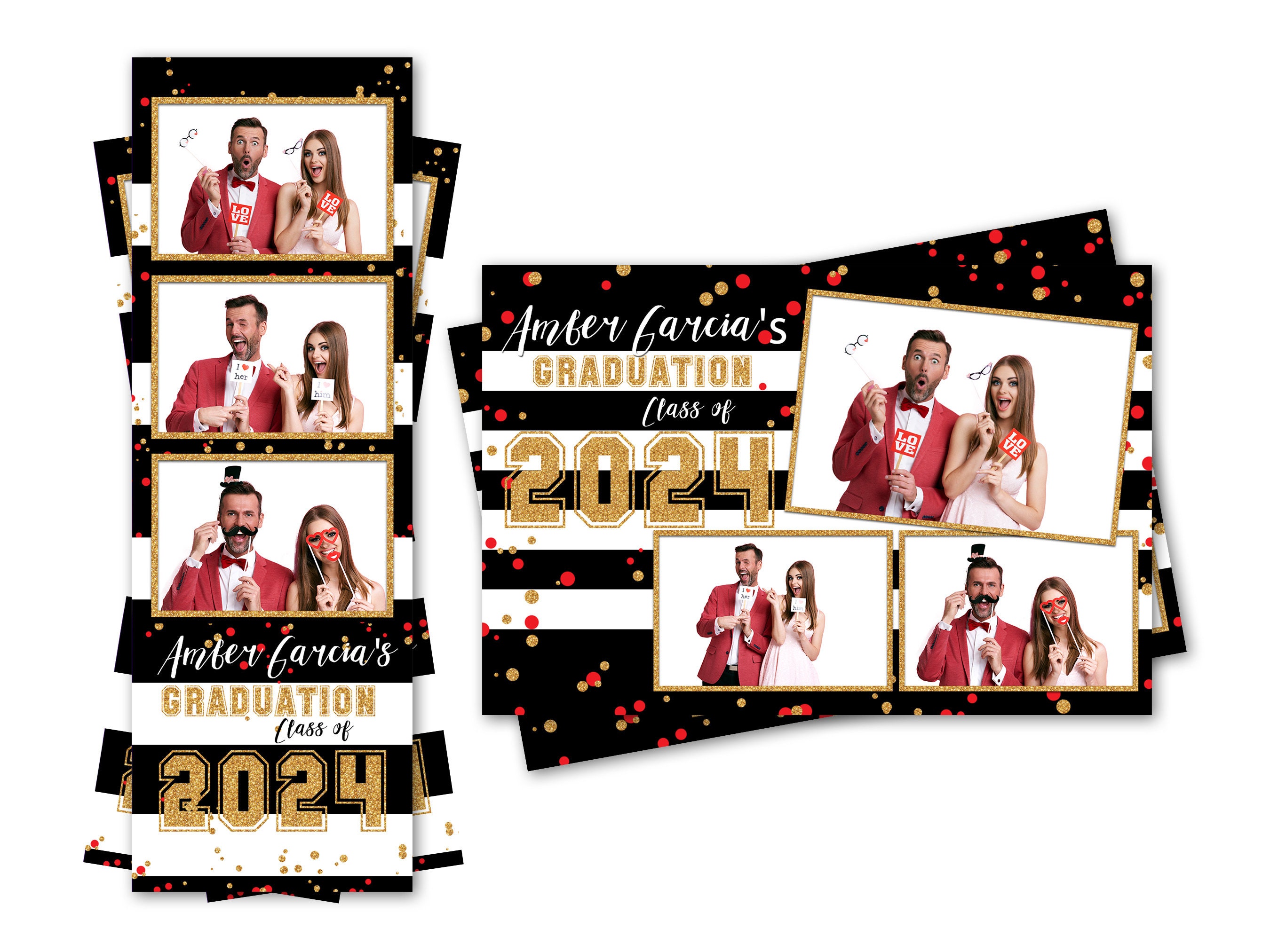 Photo Booth Template Graduation Student Black White Stripes Years 2023 ...