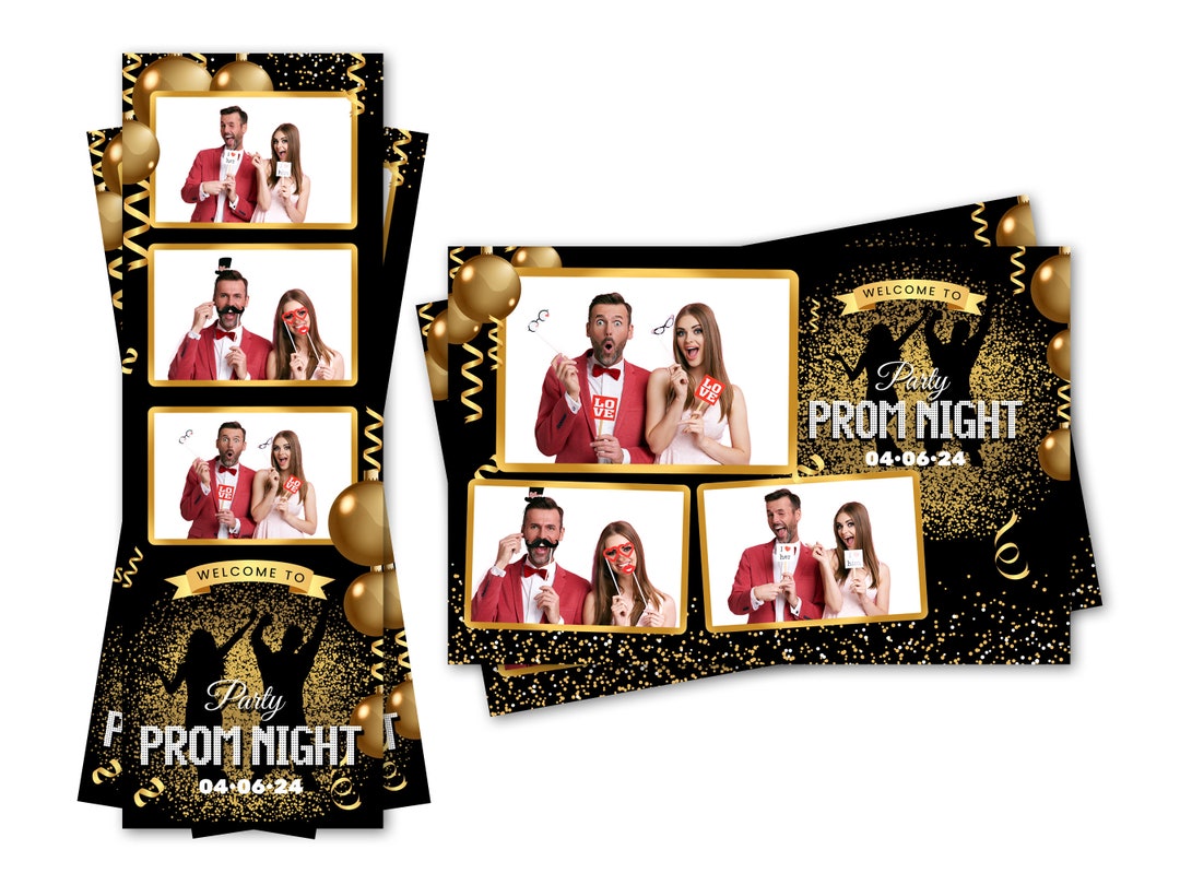Photo Booth Template Graduation Prom Night Dance Party Gold Balloons ...
