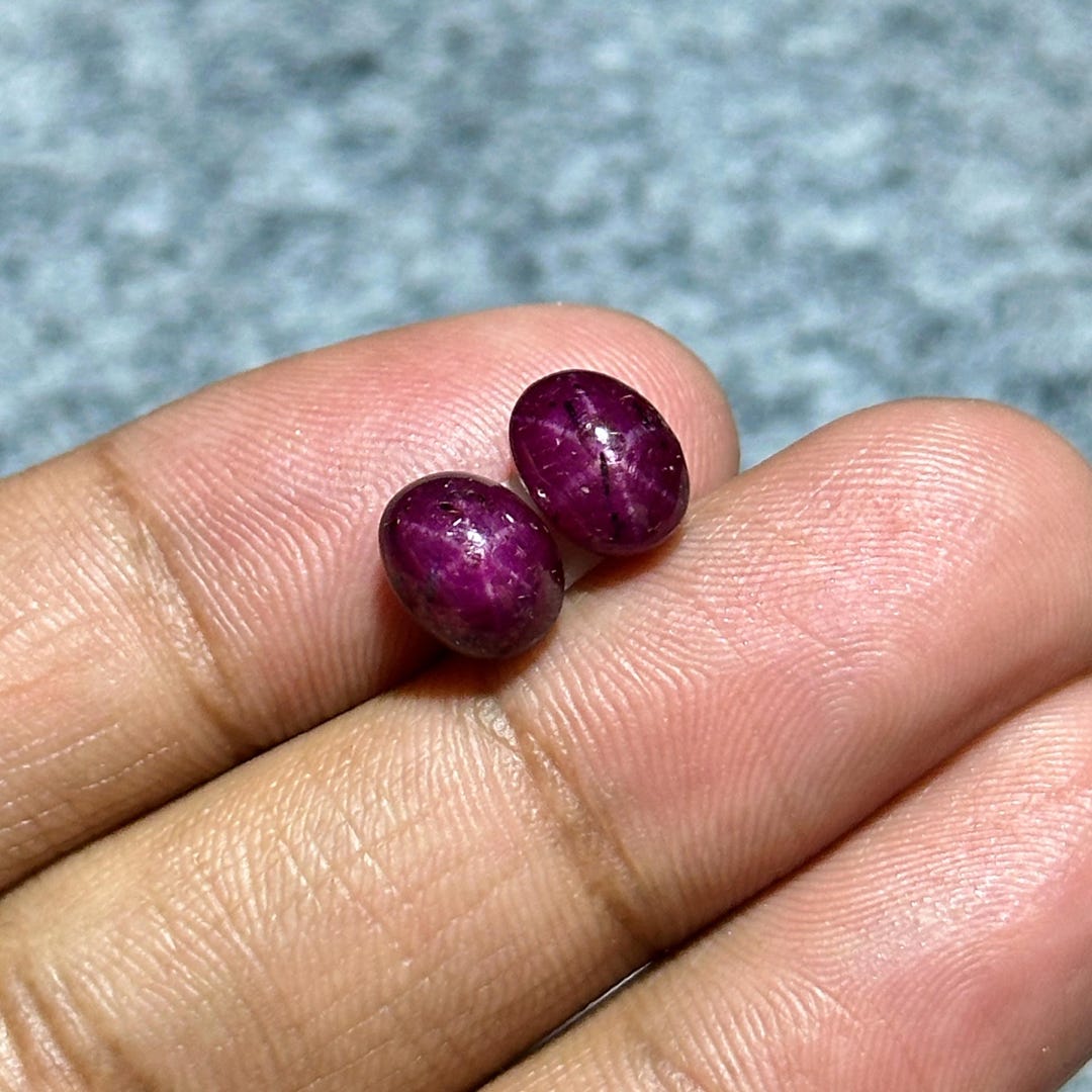 9x7x6mm, Natural Star Ruby Pair, Six Rays Star Ruby Cabochon, Asterism ...