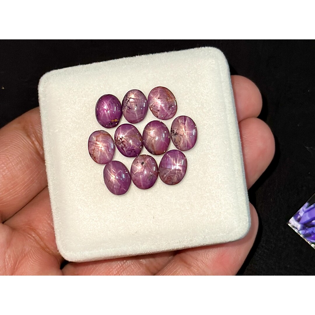 10 Piece, Six Rays Star Ruby Gemstone Lot, Natural Star Ruby Cabochon ...