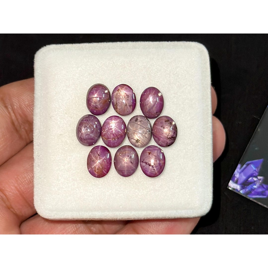 10 Piece, Six Rays Star Ruby Gemstone Lot, Natural Star Ruby Cabochon ...