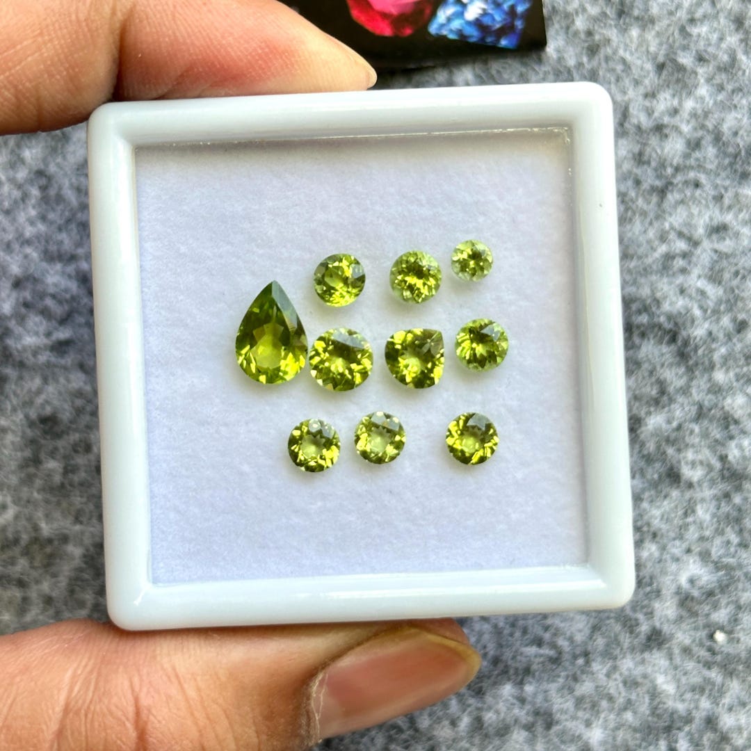 10 Piece, Gemmy Peridot Cut Stone, Green Peridot Gemstone Cuts, AAA ...